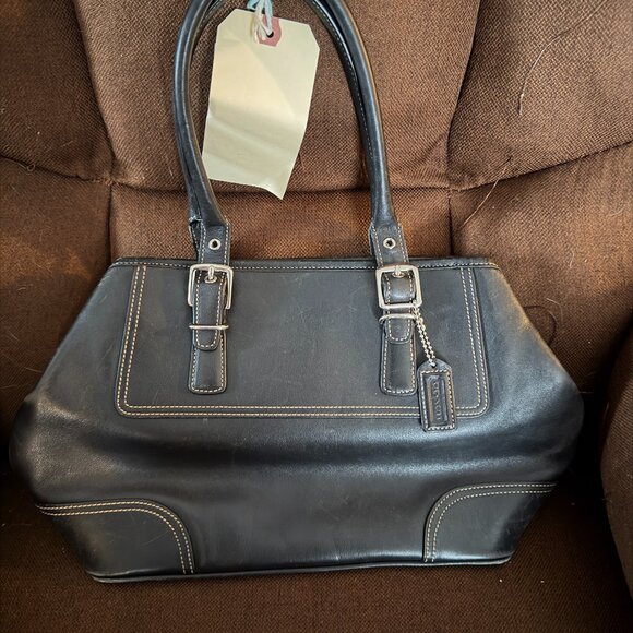 Coach | Bags | Coach Carry All Hampton Smooth Tote Handbag Black | Poshmark